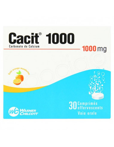 Cacit Carbonate de Calcium 1000mg, Goût Orange Mandarine 30 comprimés ...