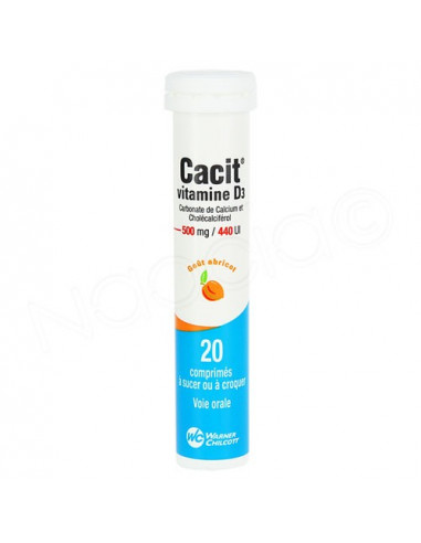 Cacit vitamine D3 500mg/440 UI gout abricot 60 comprimés à sucer ou ...