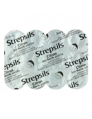 Strepsils Sans Sucre Citron Mal de gorge 24 pastilles antiseptiques à ...
