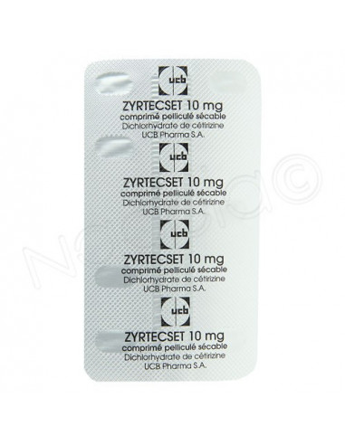 Zyrtecset Cétrizine 10mg 7 comprimés pelliculés sécables - Achat en ligne